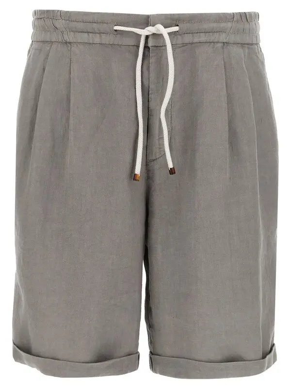Brunello Cucinelli Linen Bermuda Shorts - Gray