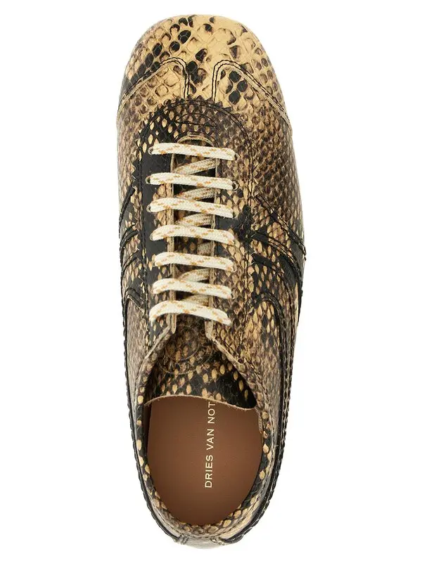 Dries Van Noten Snake Print Sneakers - Cream