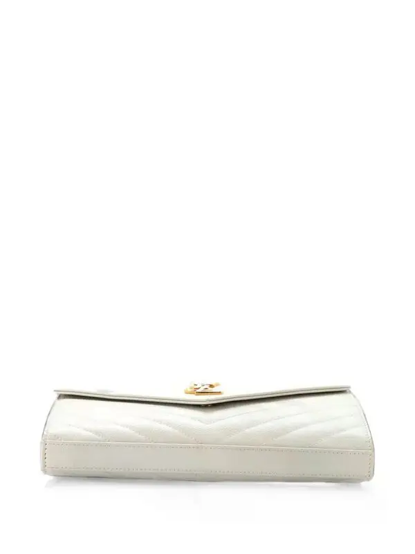 Saint Laurent Classic Monogram Wallet On Chain Matelasse Chevron Leather Medium Crossbody Bag