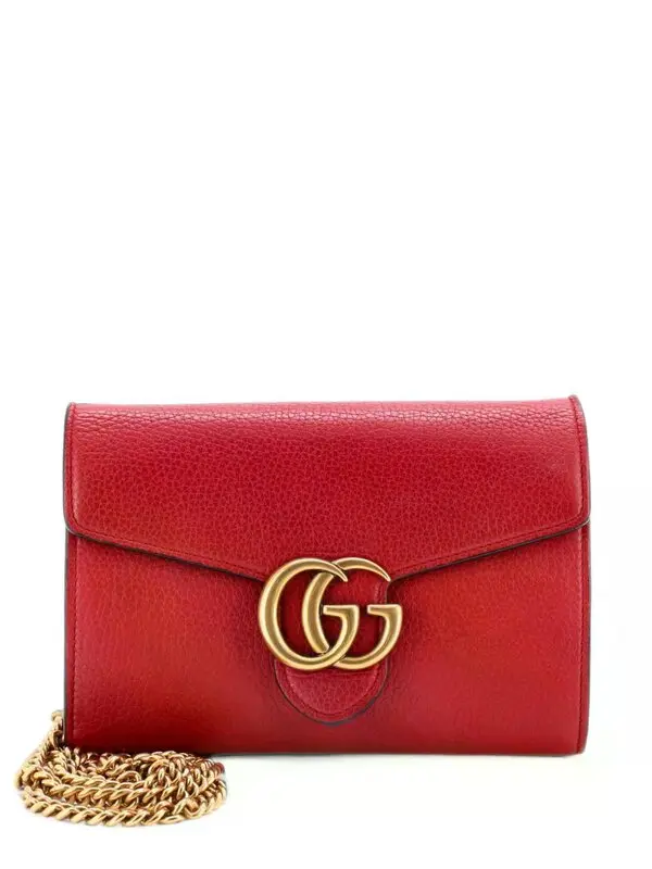 Gucci Gg Marmont Chain Wallet Leather Mini Clutch Bag