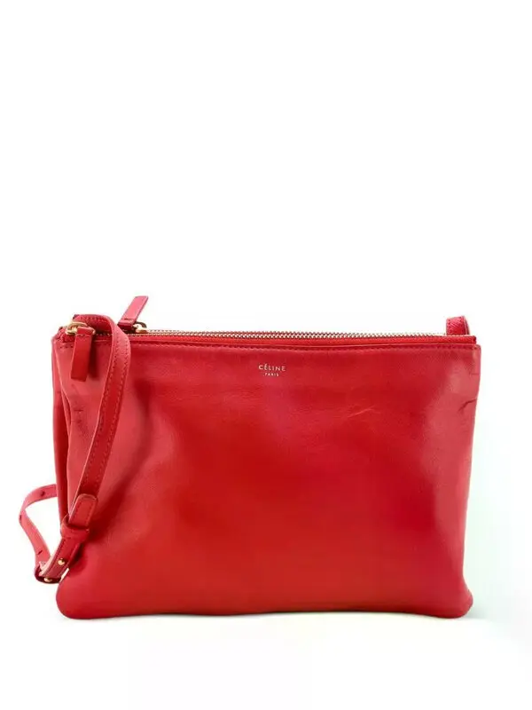 Celine Trio Leather Large Crossbody Bag - Red