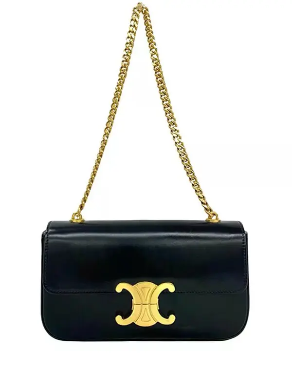 Celine 2022 Shiny Calfskin Triomphe Claude Shoulder Bag