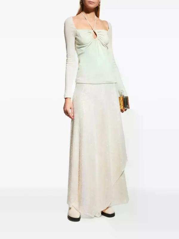 Rosetta Getty Ruched Drawstring Cutout Top - Neutrals