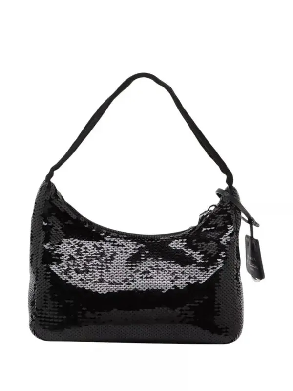 Prada 2000-2013 Mini Re Nylon Paillettes Sequin Re Edition 2000 Shoulder Bag - Black