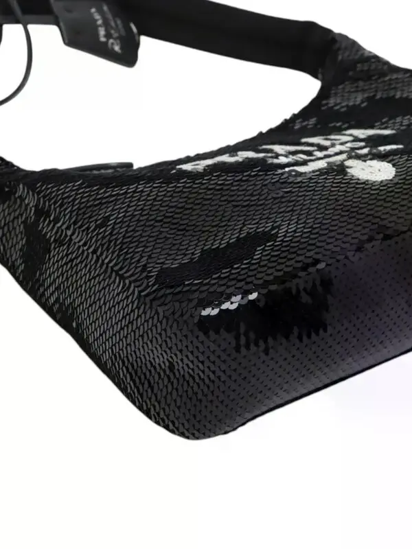 Prada 2000-2013 Mini Re Nylon Paillettes Sequin Re Edition 2000 Shoulder Bag - Black