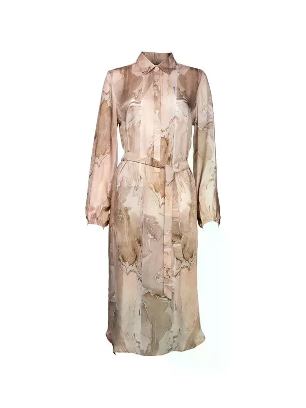 MES DEMOISELLES Cypress Marble-print Shirt Dress