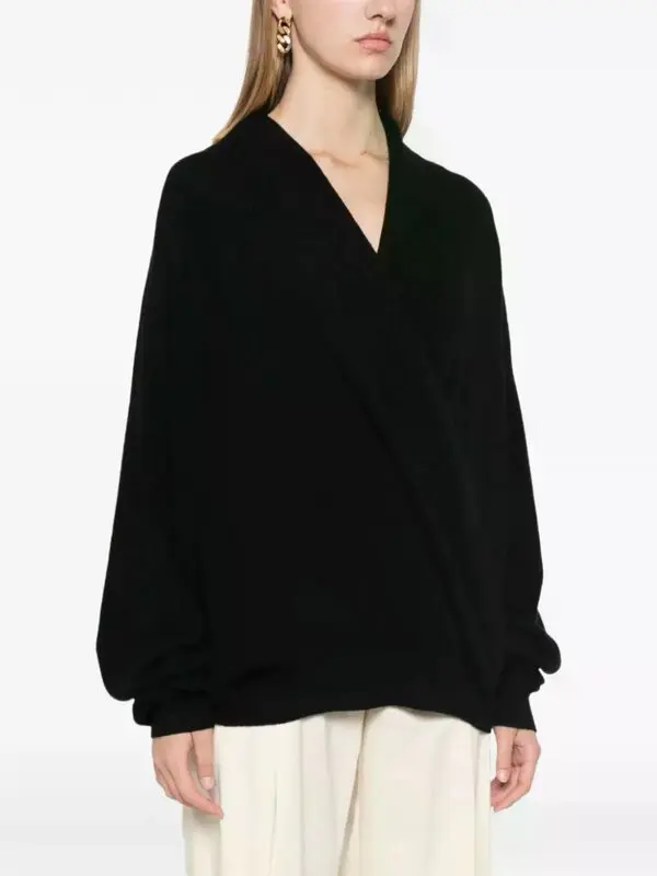 Frenckenberger Wrap-design Shawl-lapel Sweater