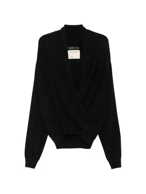 Frenckenberger Wrap-design Sweater - Black