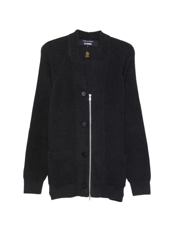 Comme Des Garçons Ribbed-knit Zip-up Cardigan - Blue