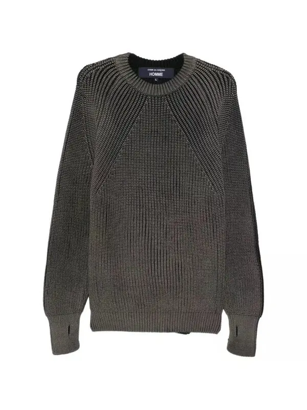 Comme Des Garçons Ribbed-knit Raglan-sleeve Sweater - Grey