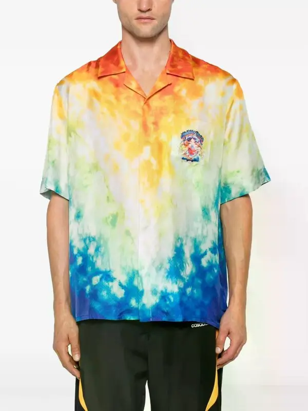 Casablanca Tie-dye Graphic-print Shirt - Orange