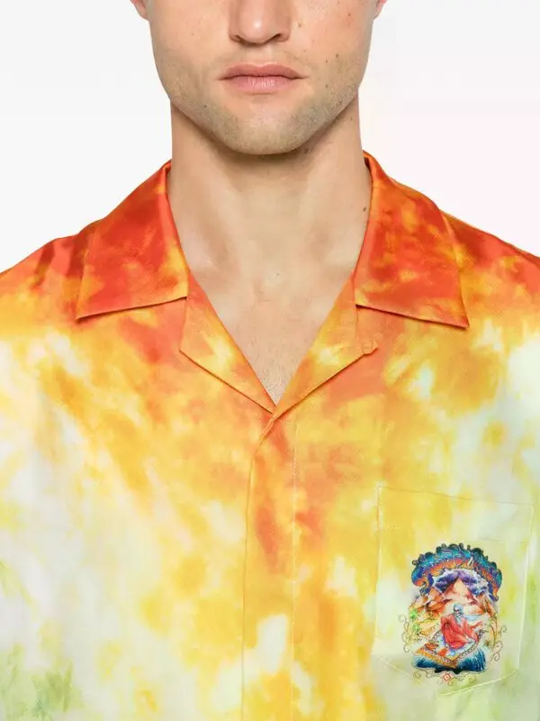 Casablanca Tie-dye Graphic-print Shirt - Orange