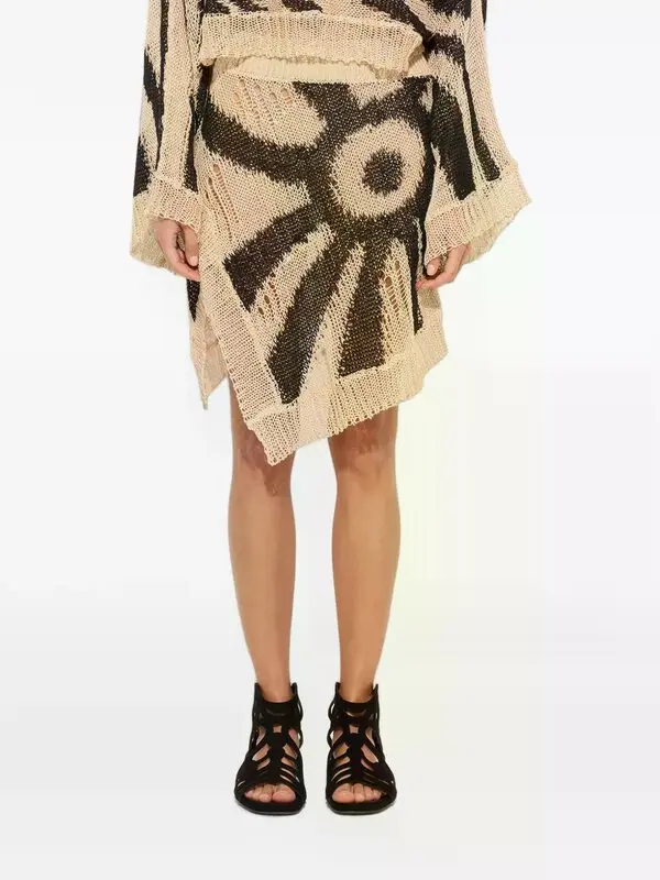 Emilio Pucci Marmo-print Linen Asymmetrical Skirt