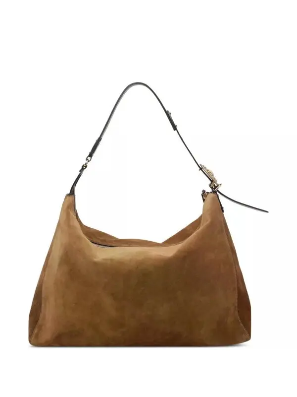 Etro Large Rosette Suede Shoulder Bag - Brown