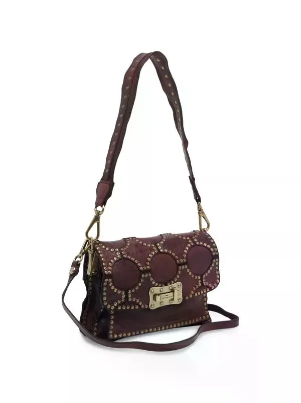 CAMPOMAGGI Agnese Studded Leather Shoulder Bag - Brown
