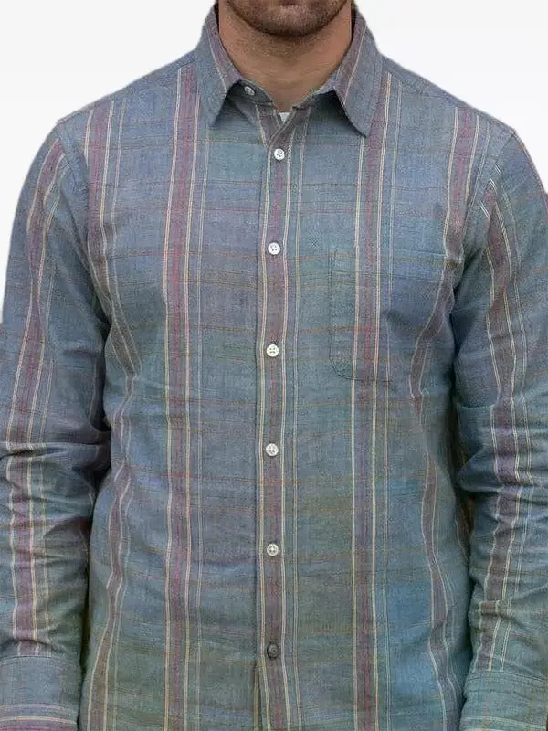 ORIGINAL MADRAS TRADING COMPANY Twin-stitched Striped Shirt - Blue