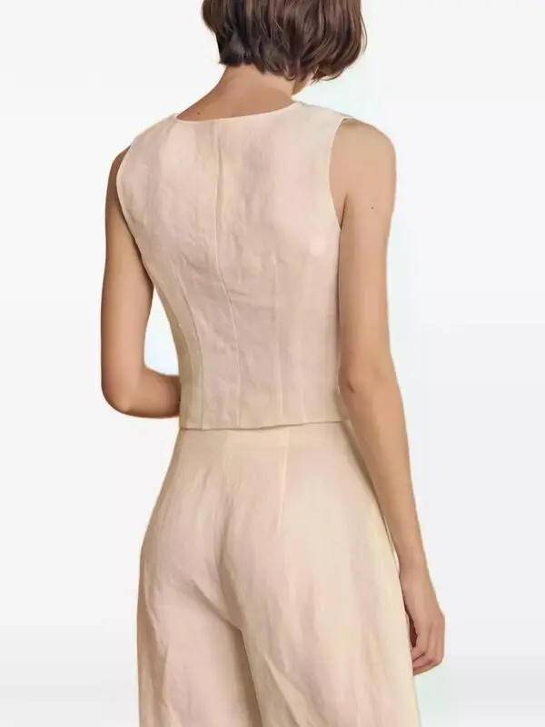 CORTANA Costa High-waisted Linen Trousers - Neutrals
