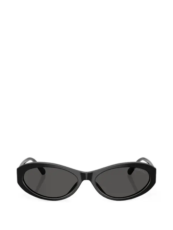 SWAROVSKI Crystal-embellished Oval-frame Sunglasses - Black