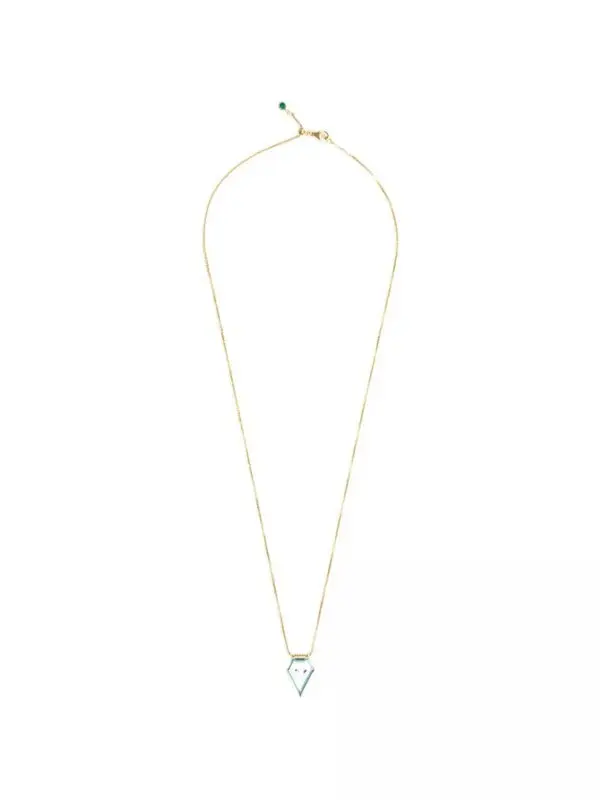 YI COLLECTION Aquamarine Kite Necklace - Gold