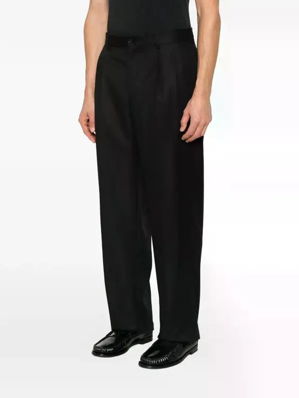Emporio Armani Pleated Diagonal-stripe Trousers - Black