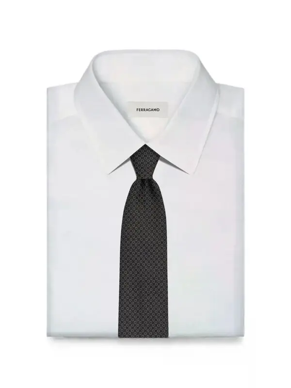 FERRAGAMO Gancini-pattern Silk Tie