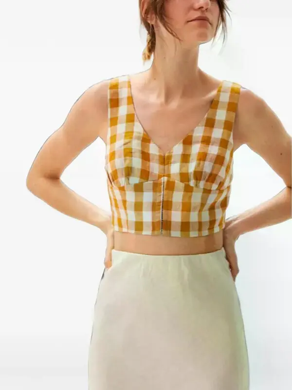 Casa Raki Bruna Gingham Linen Top