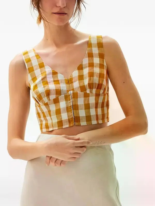 Casa Raki Bruna Gingham Linen Top
