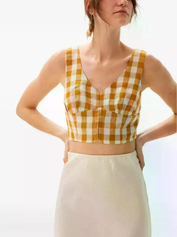 Casa Raki Bruna Gingham Linen Top