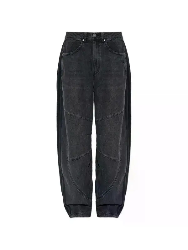 Adidas Logo-embroidered Panelled Jeans - Grey