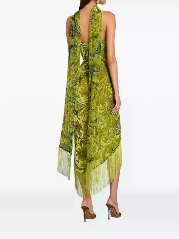 Retrofete Statice Paisley-burnout Velvet Dress - Green