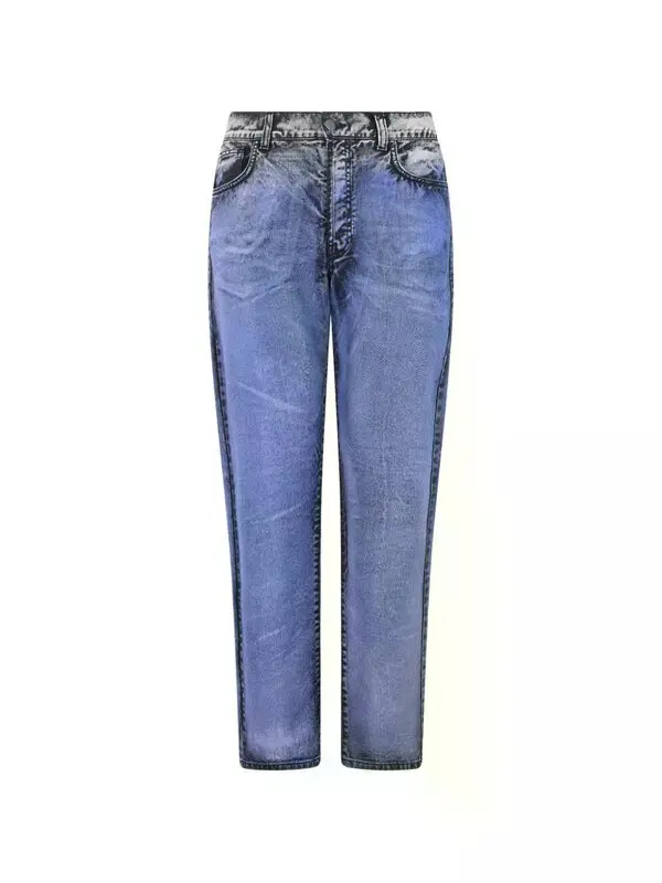 Moschino Logo-patch Straight-leg Jeans - Blue