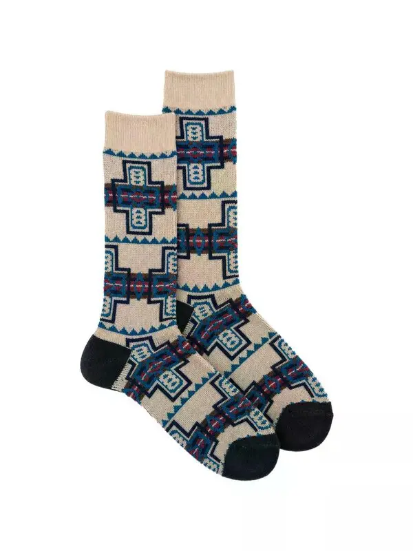 Anonymous Ism Geometric-patterned Intarsia-knit Socks