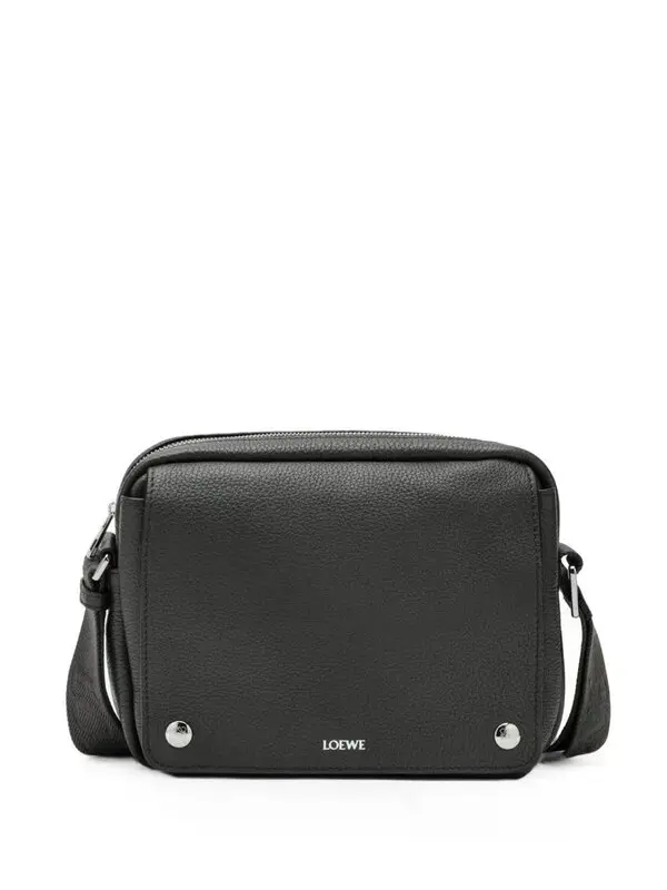 Loewe Medium-pebble Messenger Bag In Supple Grained Calfskin - Black