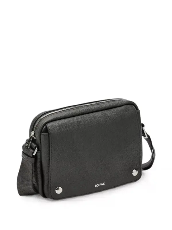 Loewe Medium-pebble Messenger Bag In Supple Grained Calfskin - Black