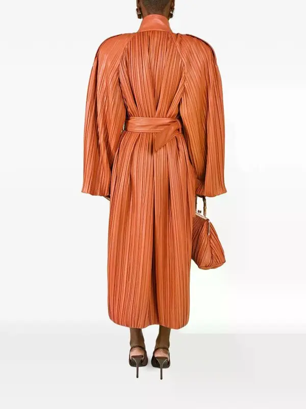 ROWEN ROSE Pleated Belted Trench Coat