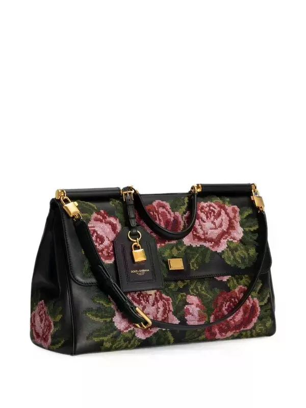 Dolce & Gabbana Maxi My Sicily Handbag In Fine Stitch Embroidery - Black