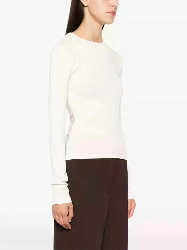 Imperial Lace-panel Long-sleeve T-shirt - Neutrals