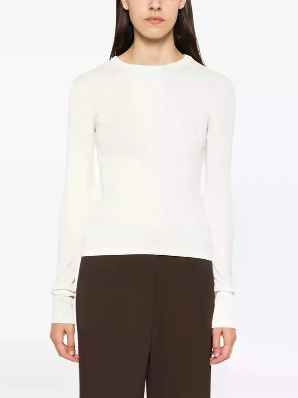 Imperial Lace-panel Long-sleeve T-shirt - Neutrals