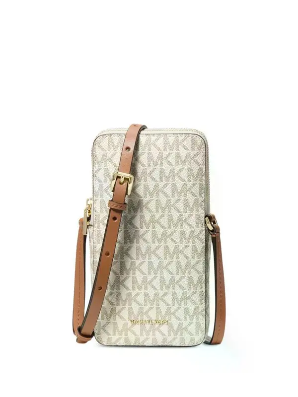 Michael Kors Jet Set Small Signature Logo Smartphone Crossbody Bag - Neutrals