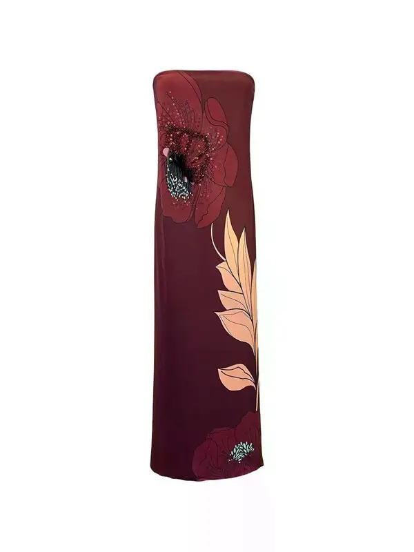 Johanna Ortiz Petals Strapless Maxi Dress - Red