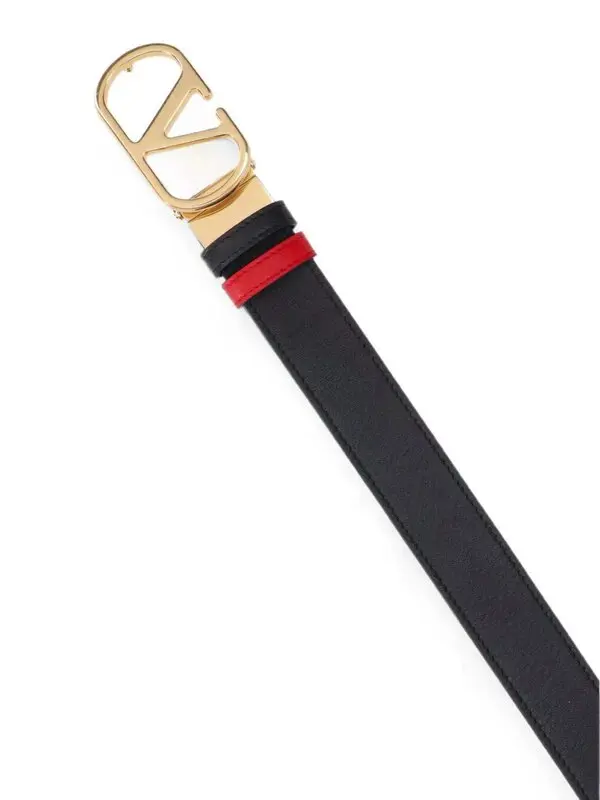 Valentino Garavani Vlogo Signature Reversible Shiny Calfskin Belt 30mm / 1.2 - Black