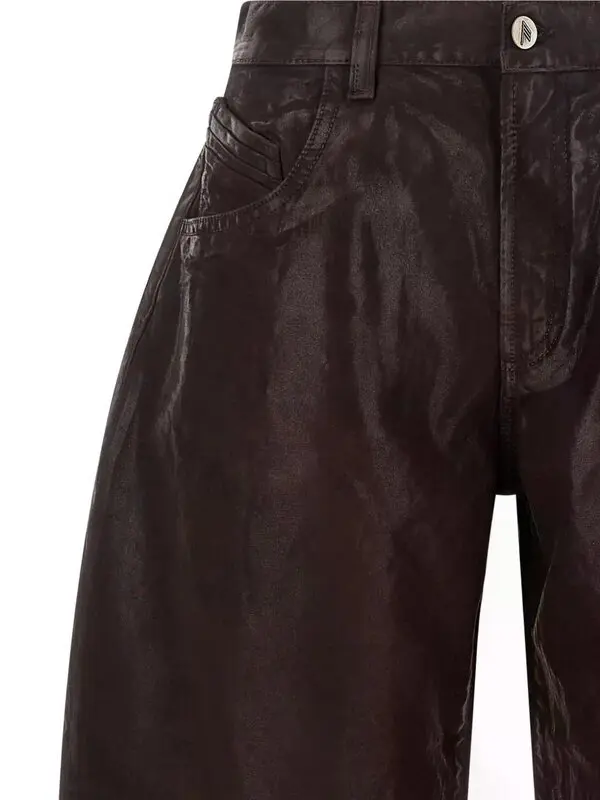Attico Coated Wide-leg Cropped Jeans