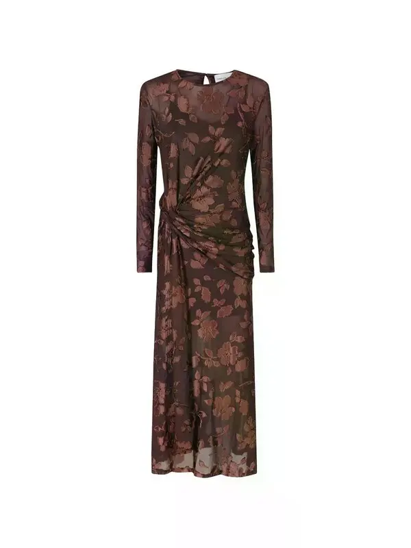 ISABELLE BLANCHE Floral-embroidered Gathered Maxi Dress