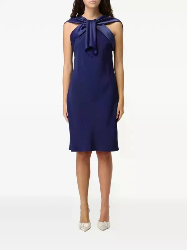 Alberta Ferretti Satin-panelled Bow-detail Midi Dress - Blue
