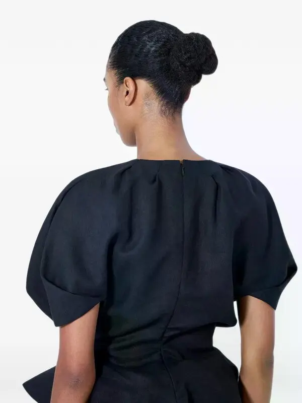 Khaite Rumi Puff-sleeve Asymmetrical Blouse - Black