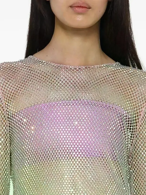 Giuseppe Di Morabito Rhinestone-embroidered Mesh Top