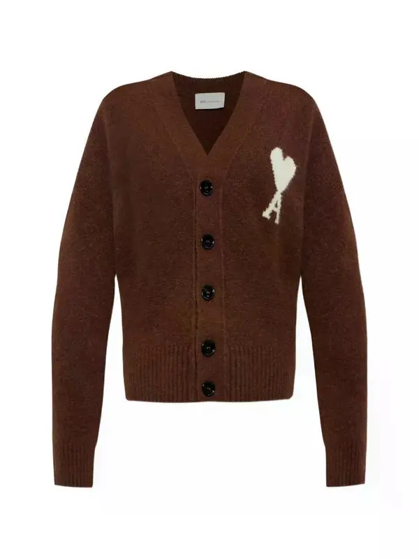 AMI Paris De Coeur Cardigan - Brown
