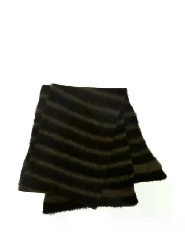 AMARANTO Striped Knitted Scarf - Black
