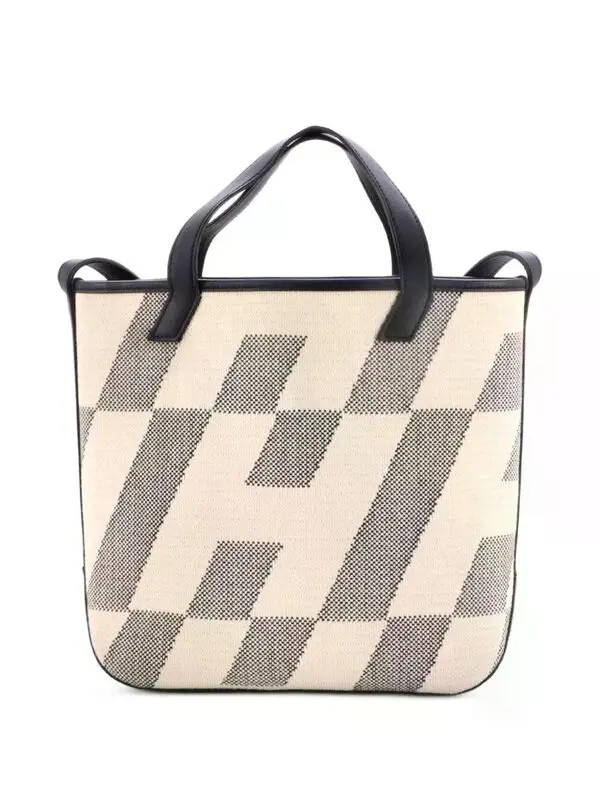 Hermès Cabas H En Biais Tote Canvas With Leather 27 Shoulder Bag - Black