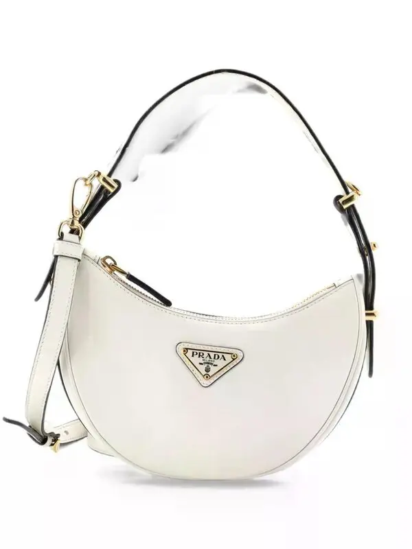 Prada Arque Half Moon Leather Small Hobo Bag - White